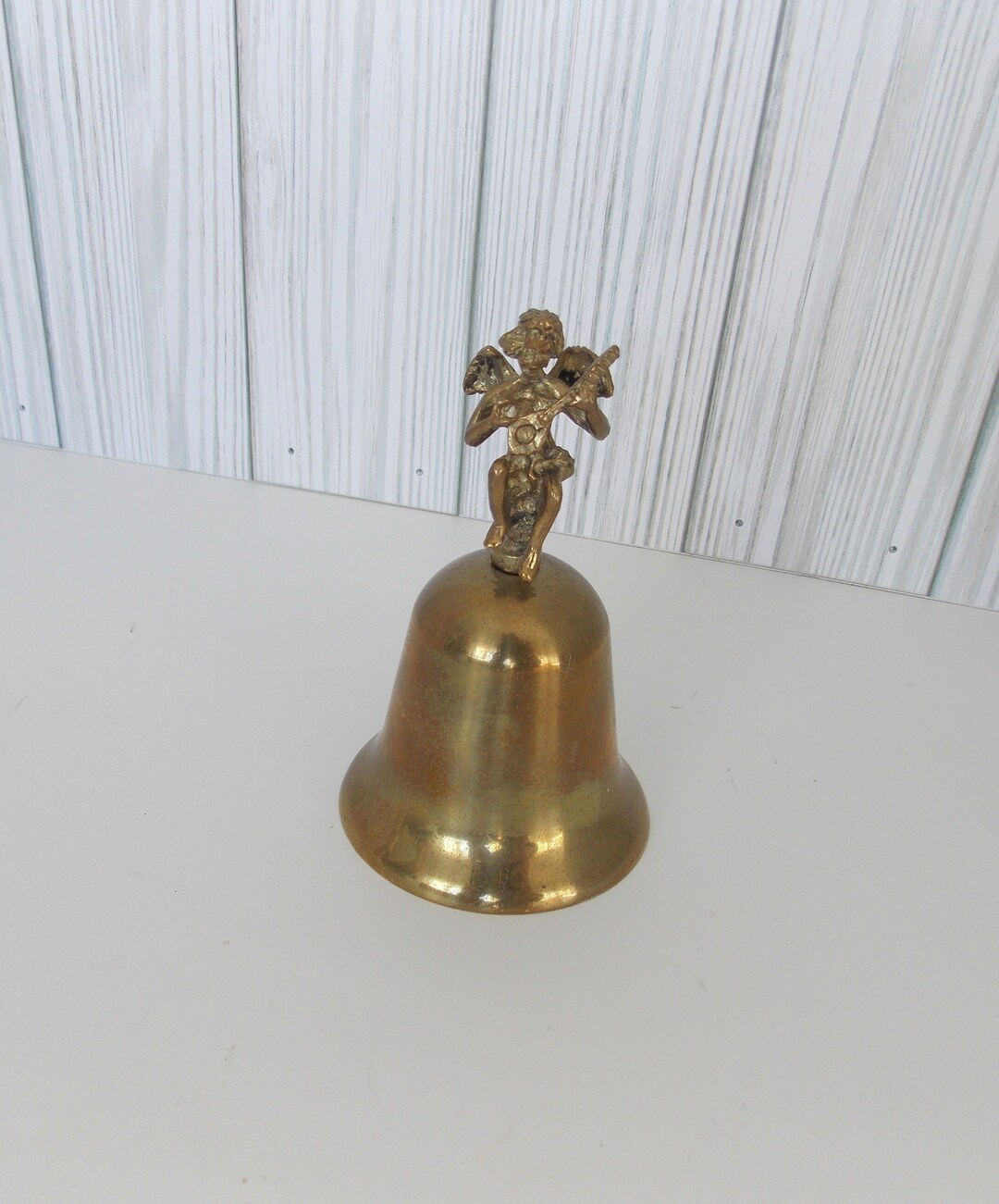 Vintage Brass Silvestri Angel Cherub Bell With Mandolin, Collectible ...