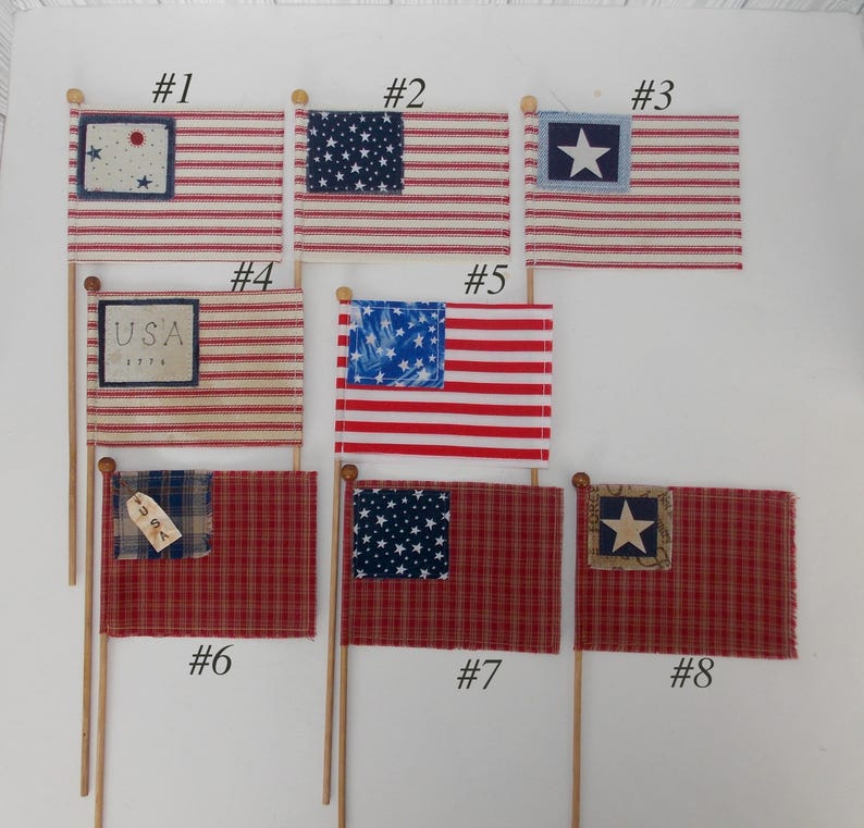 Primitive American Fabric Mini Flags, Patriotic Small Flags,memorial ...