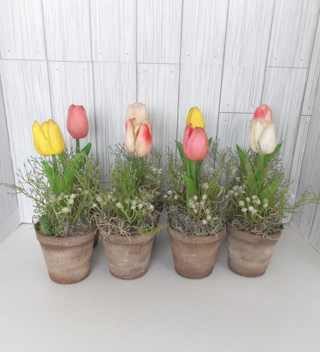 Primitive Tulip Pots, Primitive Flowers,primitive Flower Pot, Rustic ...