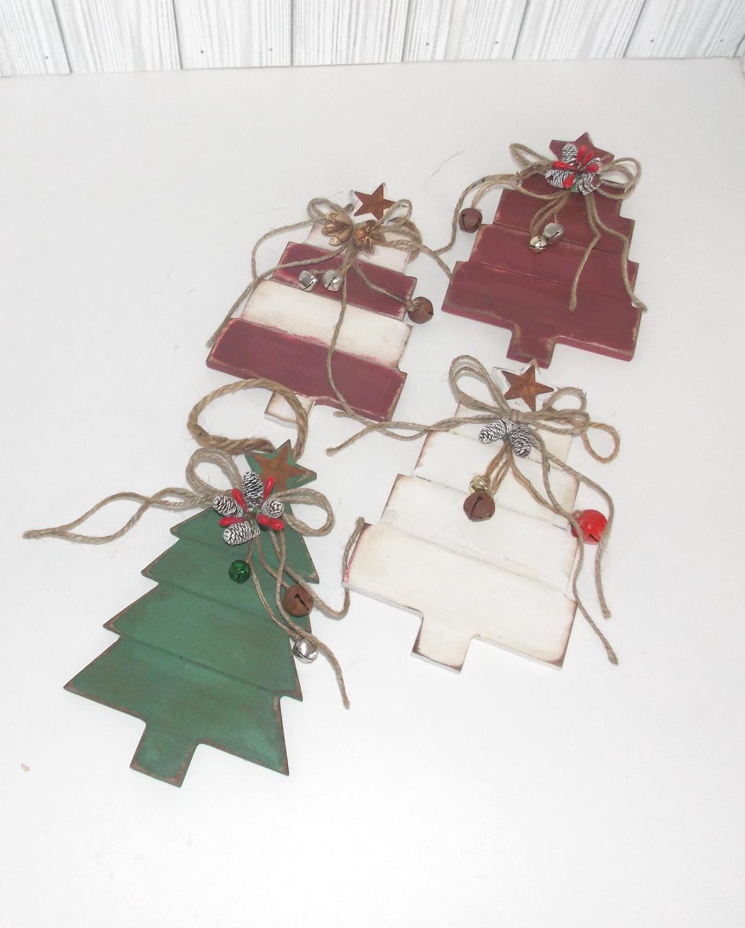 Wooden Tree Christmas Ornaments, Tree Shaped Ornaments, Winter Decor ...