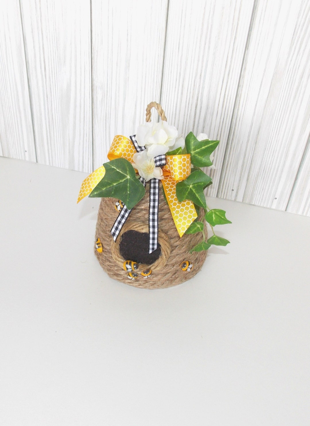 Bee Skep, Mini Bumble Bee Hive, Sisal Hive, Country Accent, Farmhouse ...