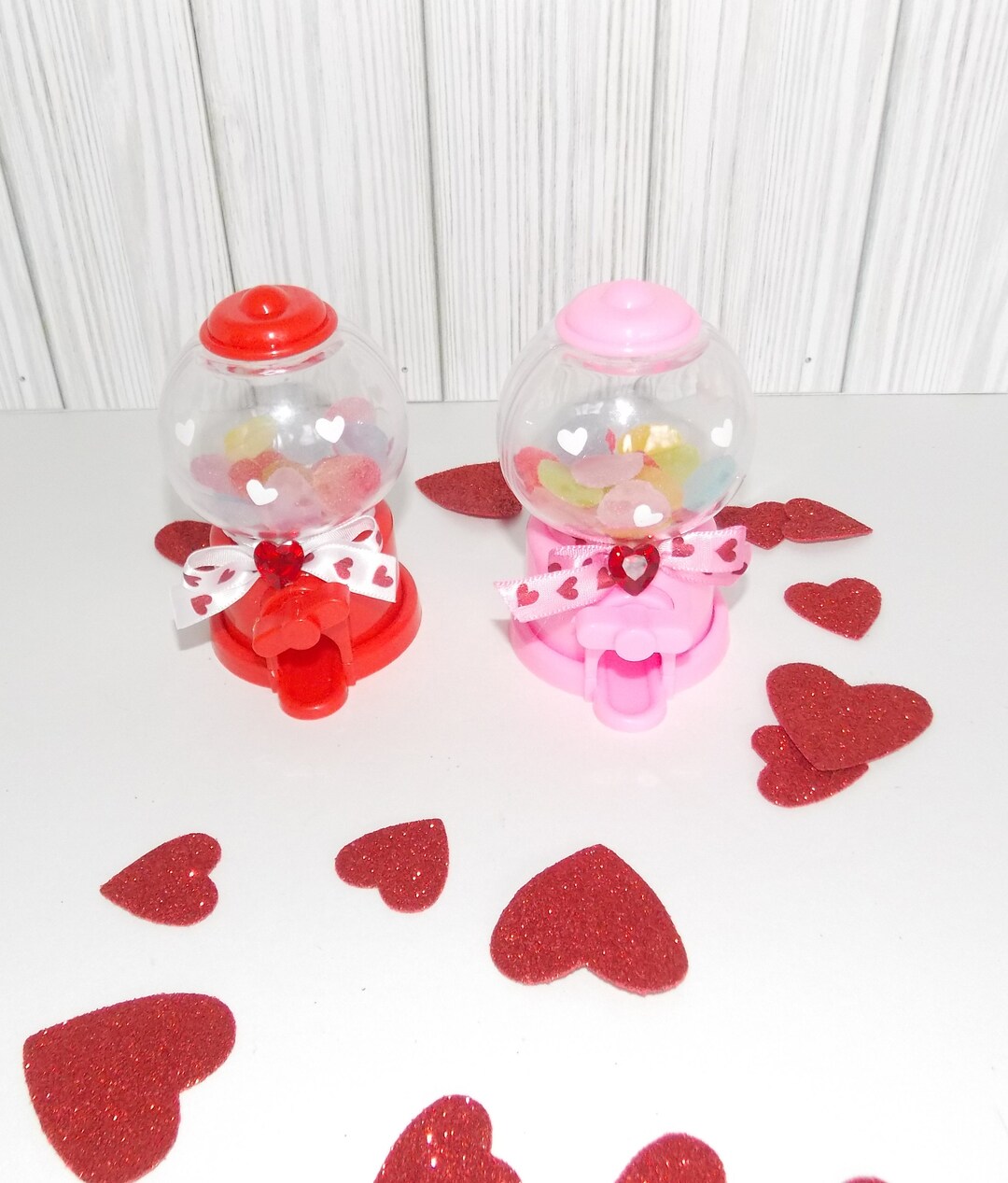 Valentines Mini Gumball Machine With FAKE Heart Candy, Tieredtraydecor ...