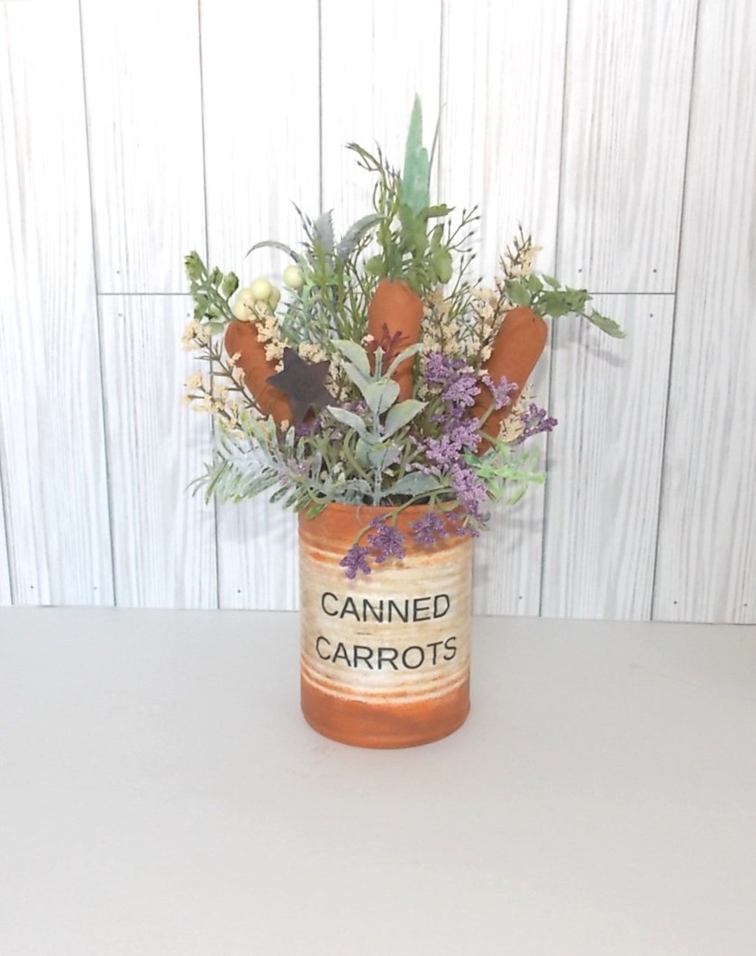 Primitive Carrot Arrangement in Tin Can, Farmehouse Easter Decorations ...