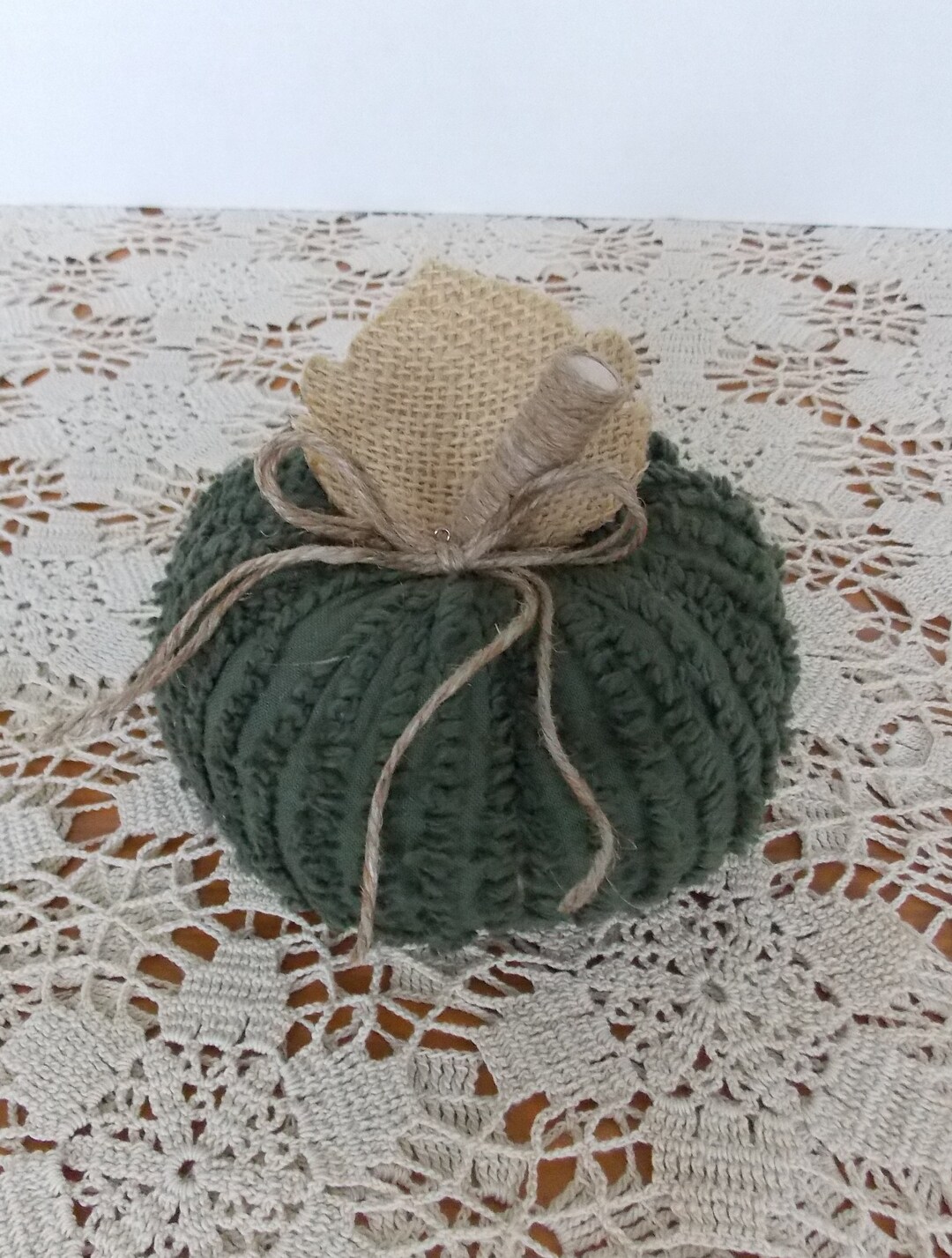 Chenille Fabric Stuffed Green Pumpkins, Green Chenille Pumpkin, Stuffed ...