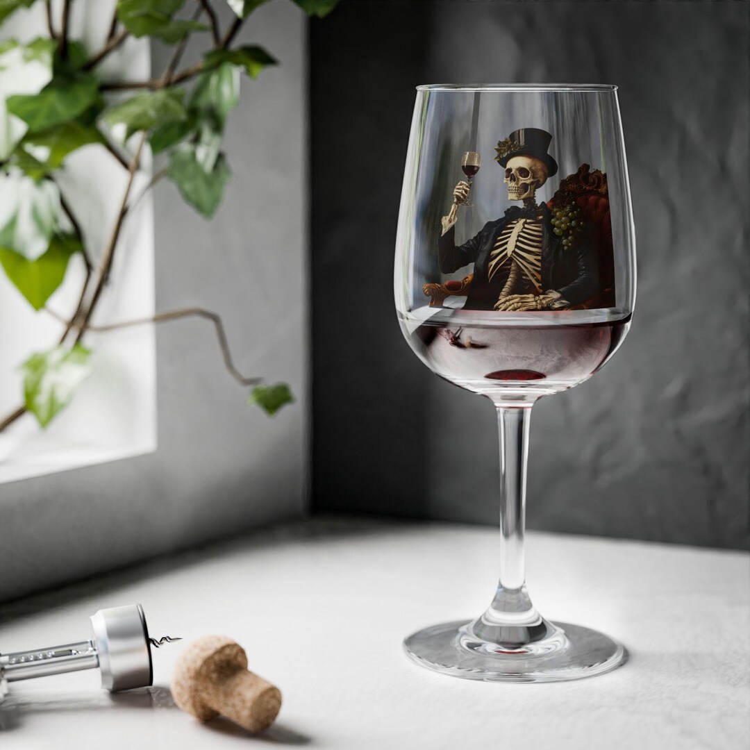 Tuxedo Skeleton Wine Glass, 12oz, Elegant Skeleton, Halloween Wine ...