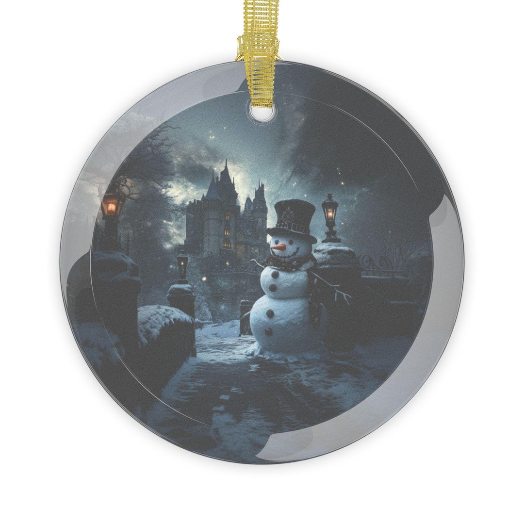 Gothic Snowman Glass Ornaments, Gothic Snowman Decor, Holiday Tree ...