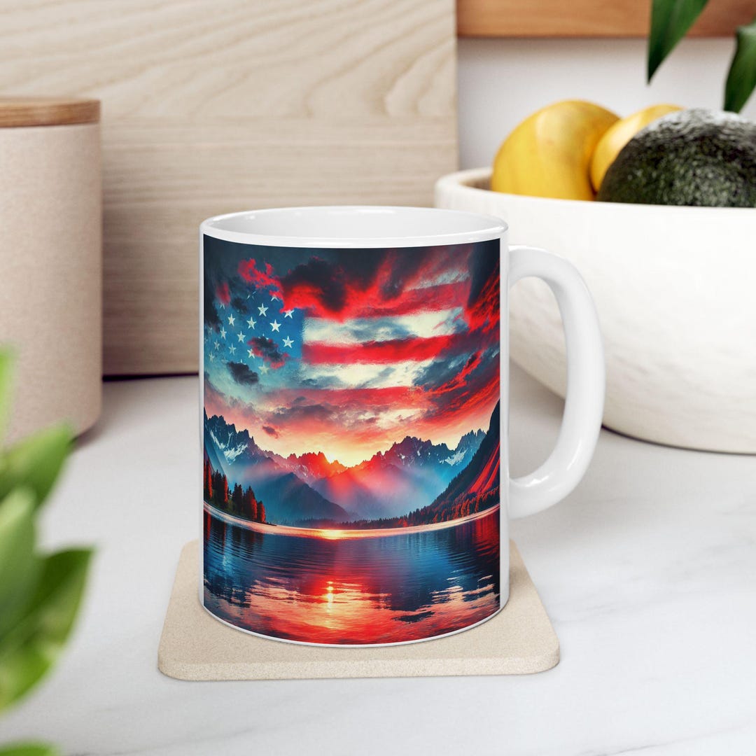 Red White and Blue Celebrate America Ceramic Mug, 11oz, 15oz, Voting ...