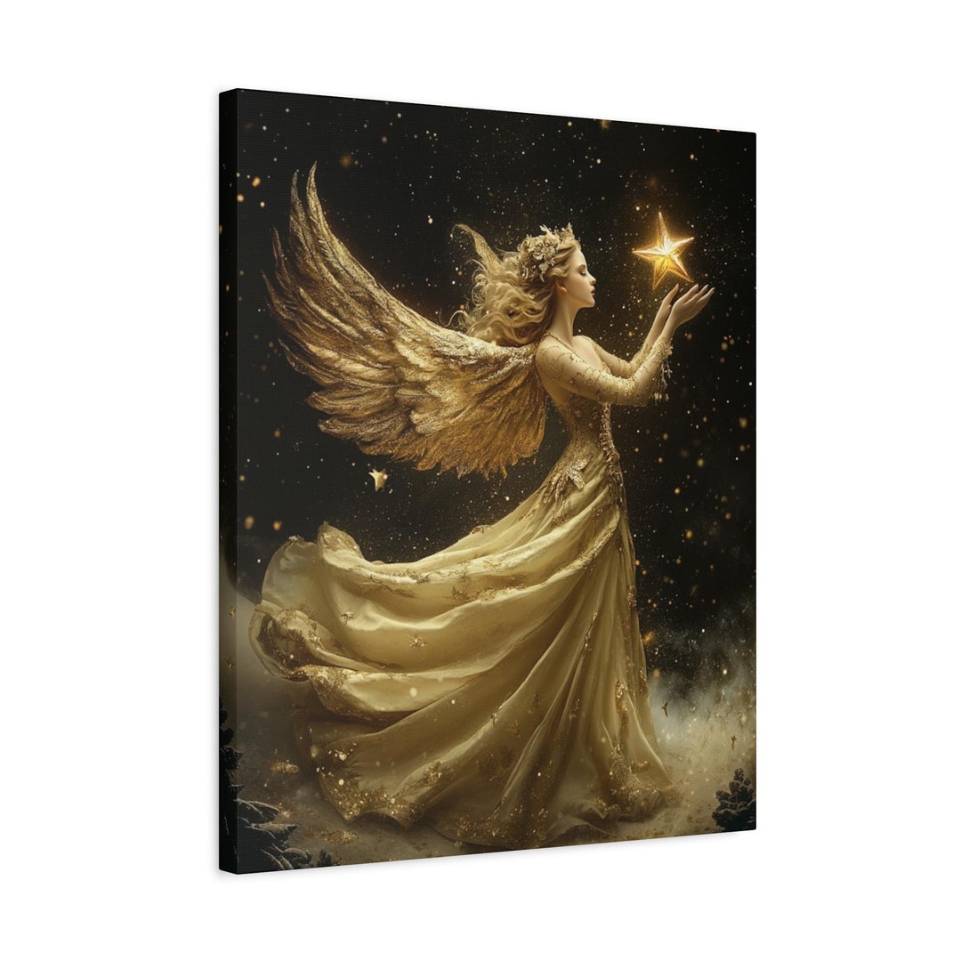 Angel Canvas Wall Art, Golden Angel Decor, 20x24, Christian Religious ...