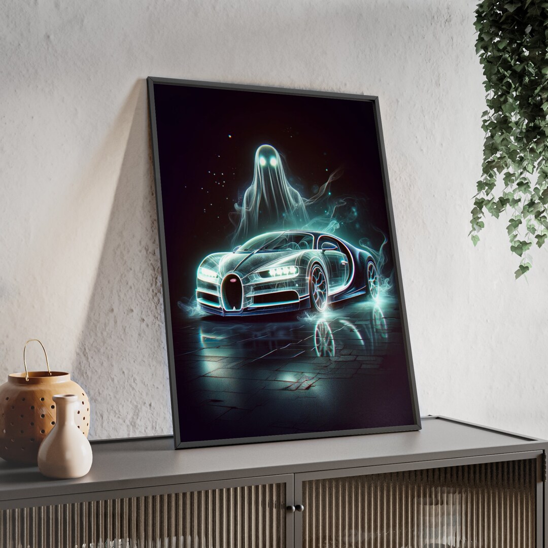 Framed Ghost Bugatti Chiron Art, Transparent Car Decor, Ethereal Sports ...