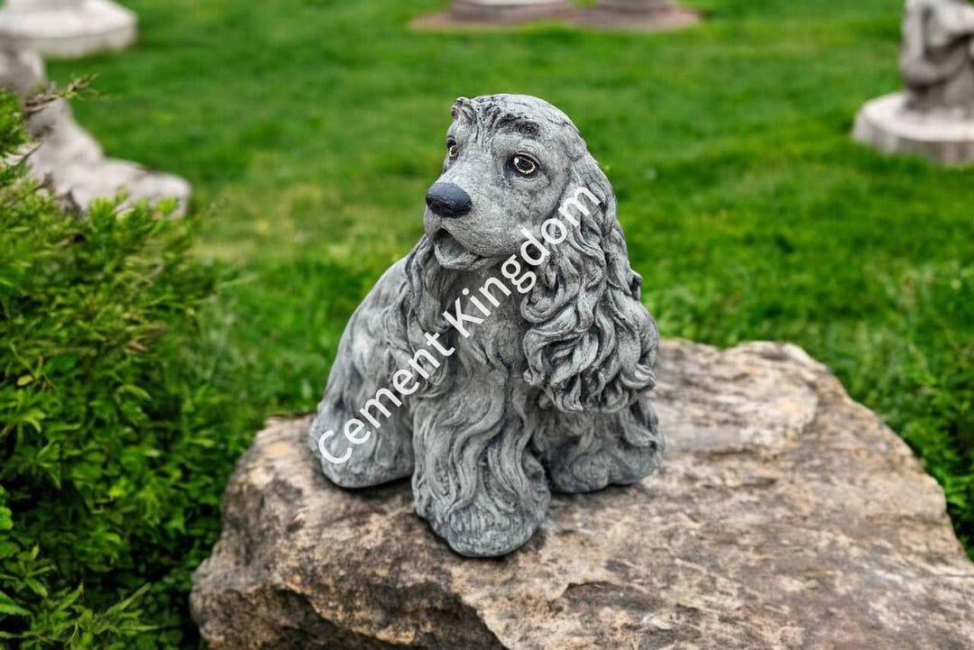 Concrete Sitting Cocker Spaniel Dog Statue, Dog Loss Gift Idea ...