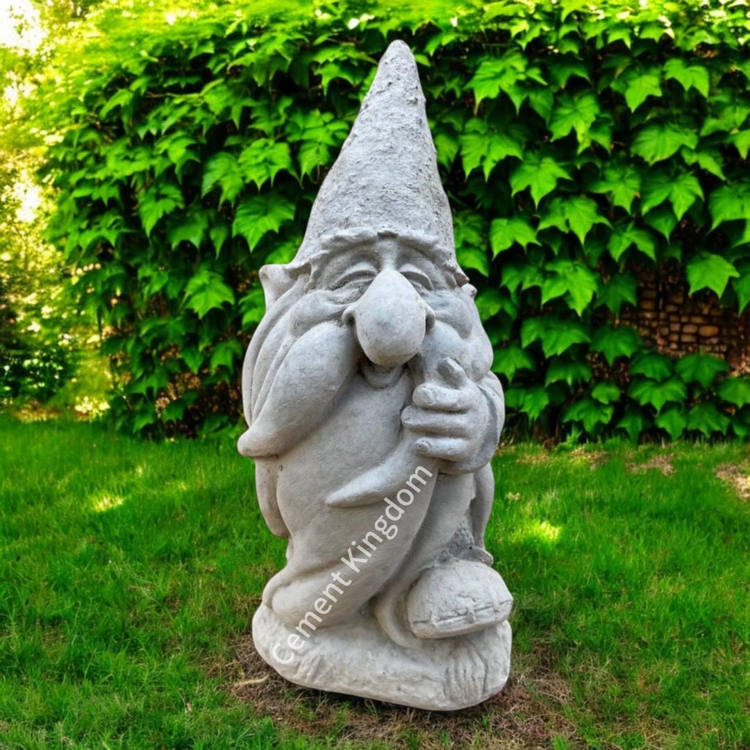 Laughing Gnome With Long Beard, Cement Troll Statue, Outdoor Sculpture ...