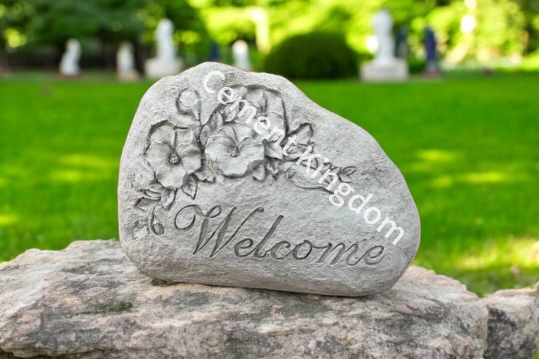 Rock Concrete Welcome Sign Statue, Yard Decoration Figure, Welcome ...