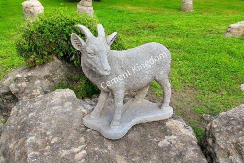 Pygmy Goat Statue, Cement Pygmy Goat on Base Sculpture, Large Goat ...