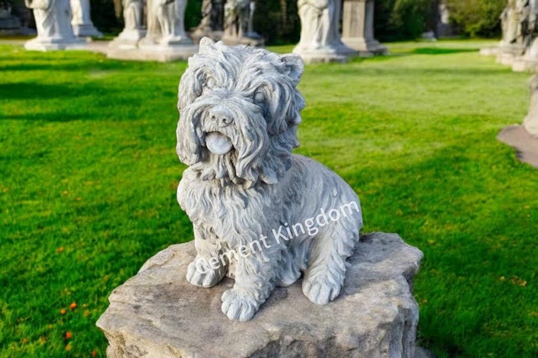 Maltese With Open Mouth Figurine, Detailed Maltese Statue, Stone Garden ...