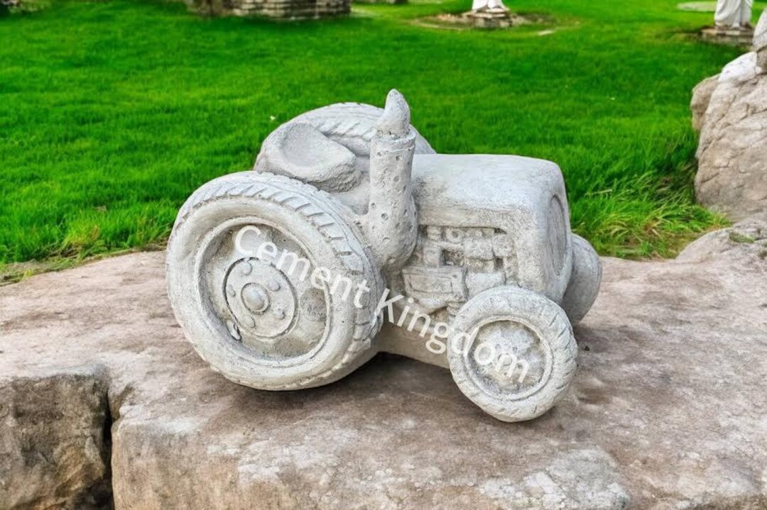 Concrete Tractor Statue, Farm Tractor Figure, Stone Tractor Figurine ...