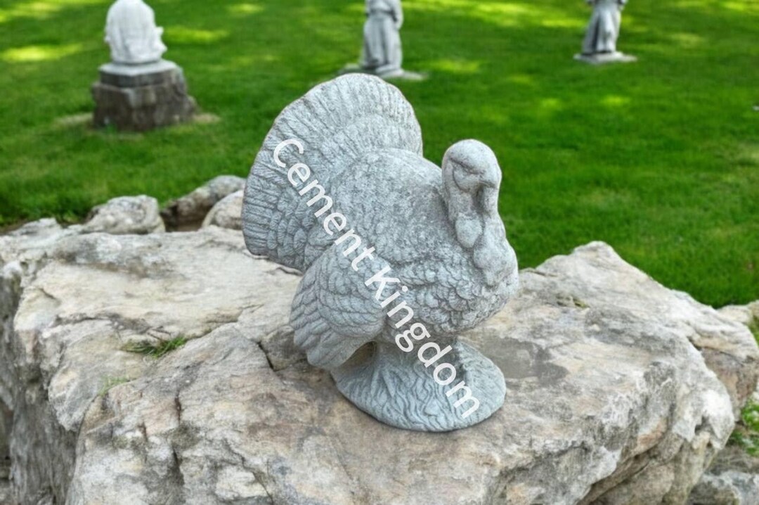 Concrete Turkey Porch Figure, Backyard Farm Bird Statue, Standing ...