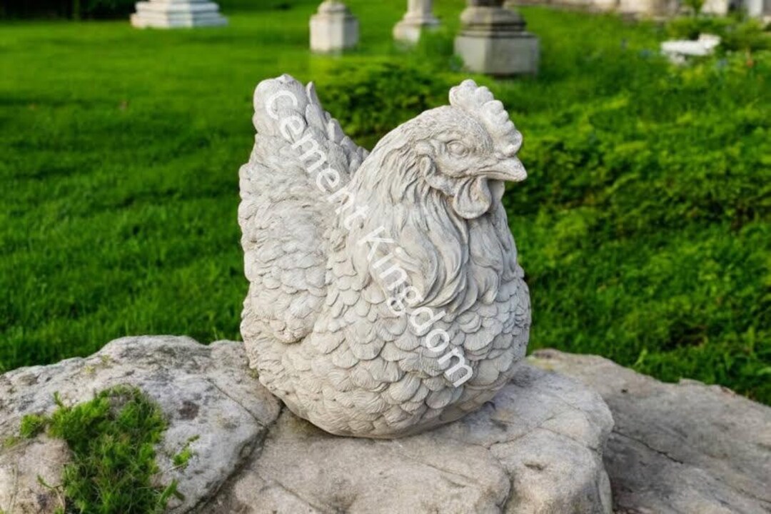 Hen Chicken Statue, Concrete Farm Hen Figure, Farm Decoration, Detailed ...