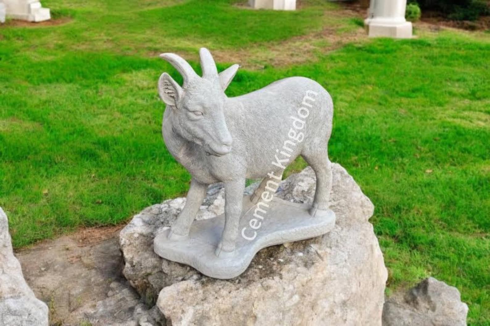 Pygmy Goat Statue, Cement Pygmy Goat on Base Sculpture, Large Goat ...