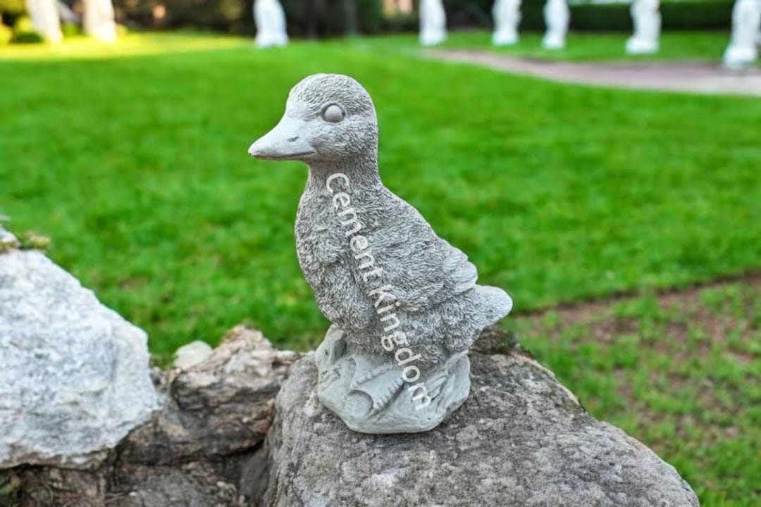 Farm Duckling on Base Statue, Concrete Duckling Figure, Outdoor Duck ...