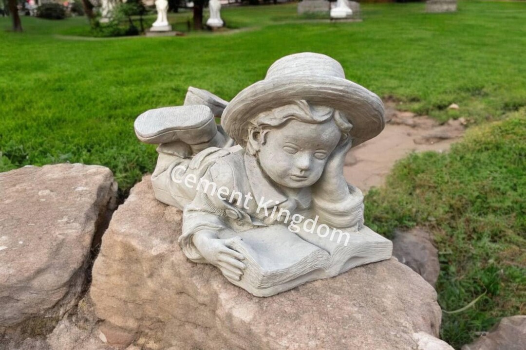 Stone Boy Memorial Statue, Massive Boy With Book Sculpture, Reading Kid ...