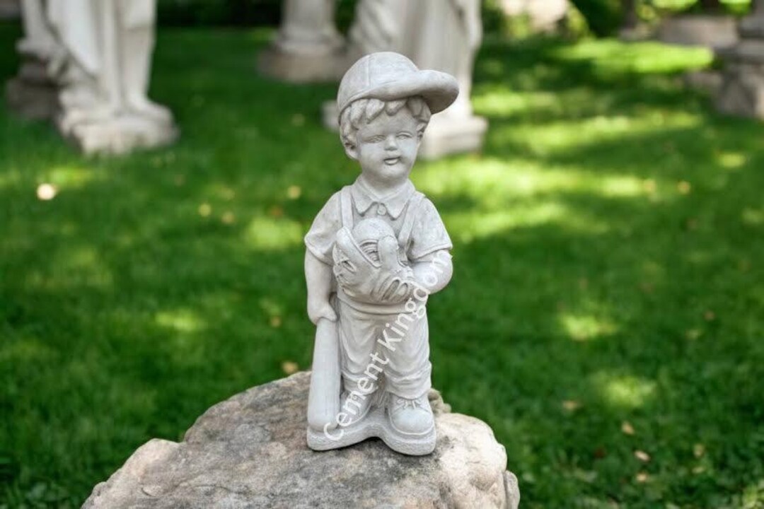 Standing Baseball Billy Statue, Concrete Boy Sculpture, Baseball Player ...