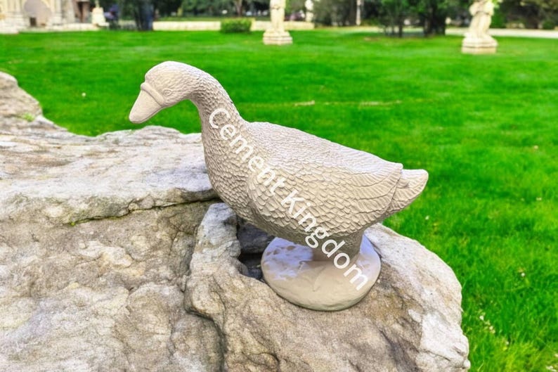 Massive Goose on Base Garden Statue, Backyard Stone Bird Sculpture ...
