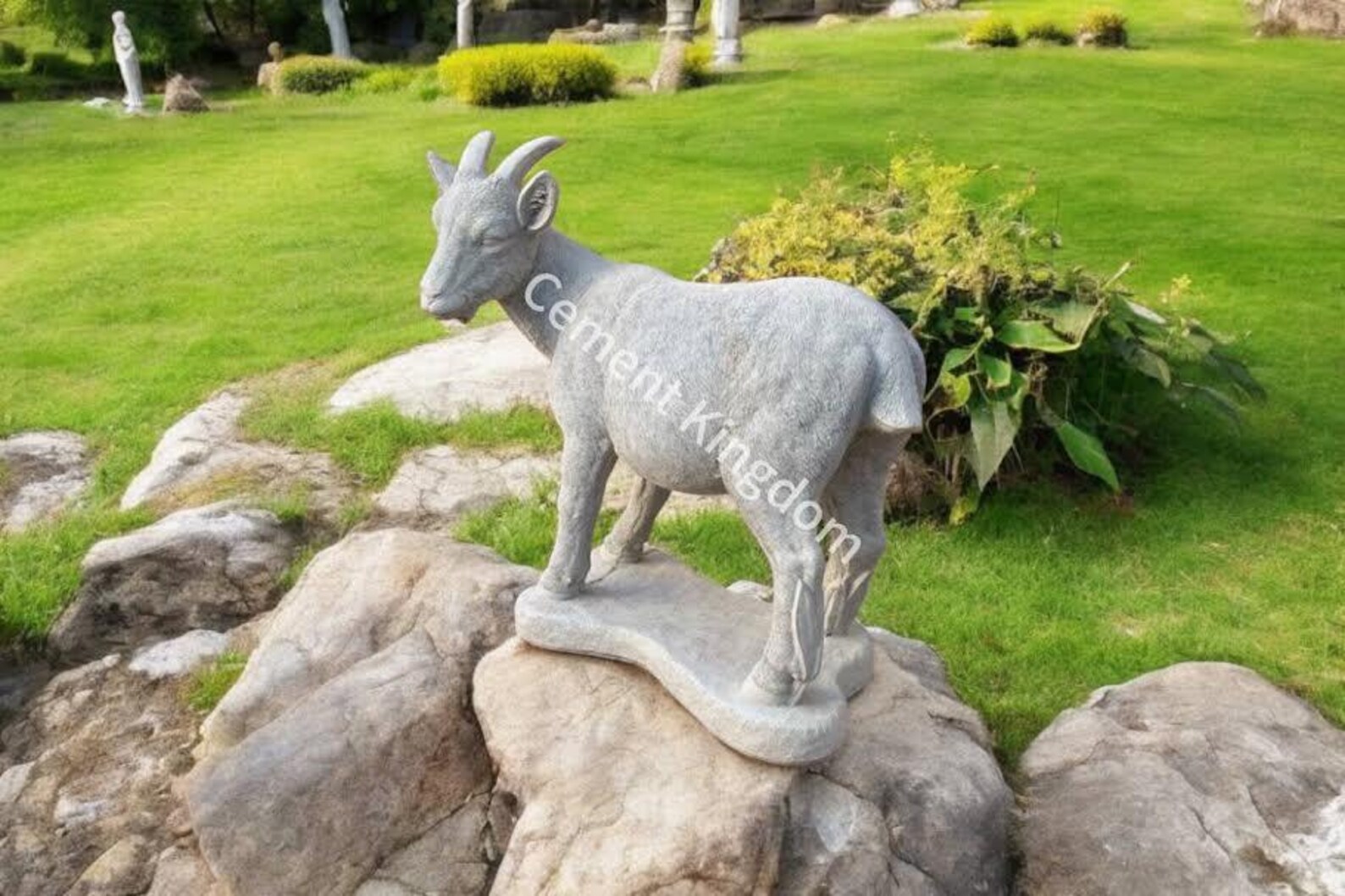 Pygmy Goat Statue, Cement Pygmy Goat on Base Sculpture, Large Goat ...