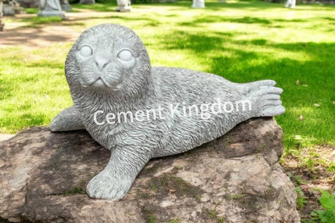 Seal Pup Statue, Laying Seal Figure, Looking up Pup Sculpture, Wild ...