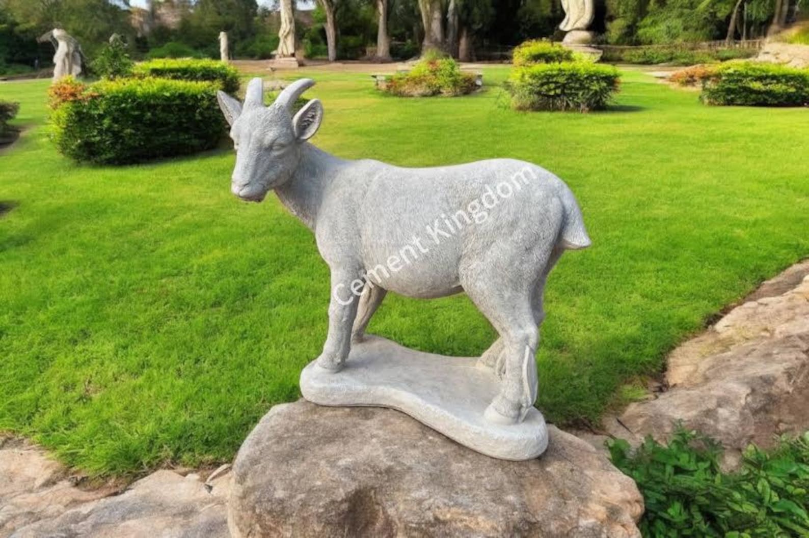 Pygmy Goat Statue, Cement Pygmy Goat on Base Sculpture, Large Goat ...