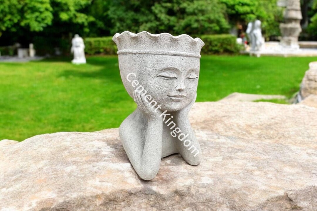 Concrete Nymph Flowers Pot Sculpture, Porch Plant Pot Figurine, Cement ...