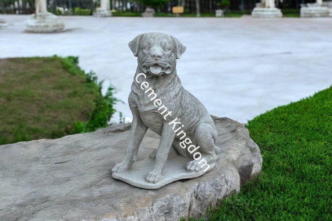 Yard Rottweiler Concrete Sculpture, Sitting Large Rottweiler Dog ...