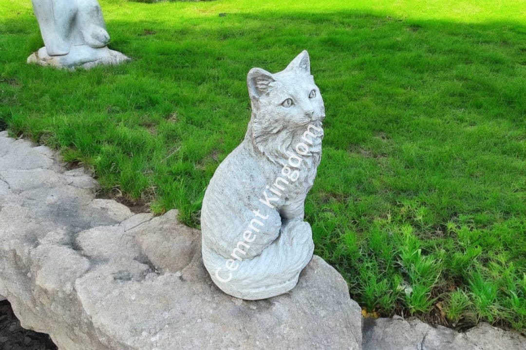 Concrete Cat Memorial Statue, Cat Lovers Gift, Stone Pet Figurine ...