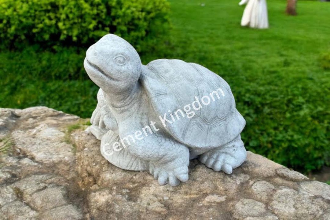 Smiling Turtle Statue, Concrete Turtle Figure, Detailed Turtle ...