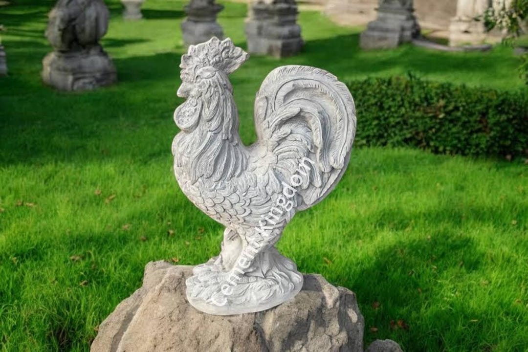 Massive Rooster Figure, Stone Rooster Figurine, Farmhouse Decoration ...