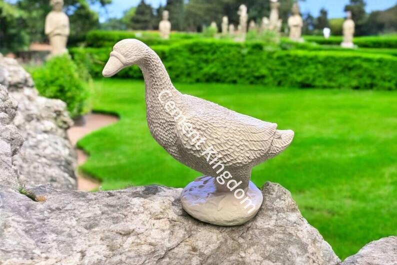 Massive Goose on Base Garden Statue, Backyard Stone Bird Sculpture ...