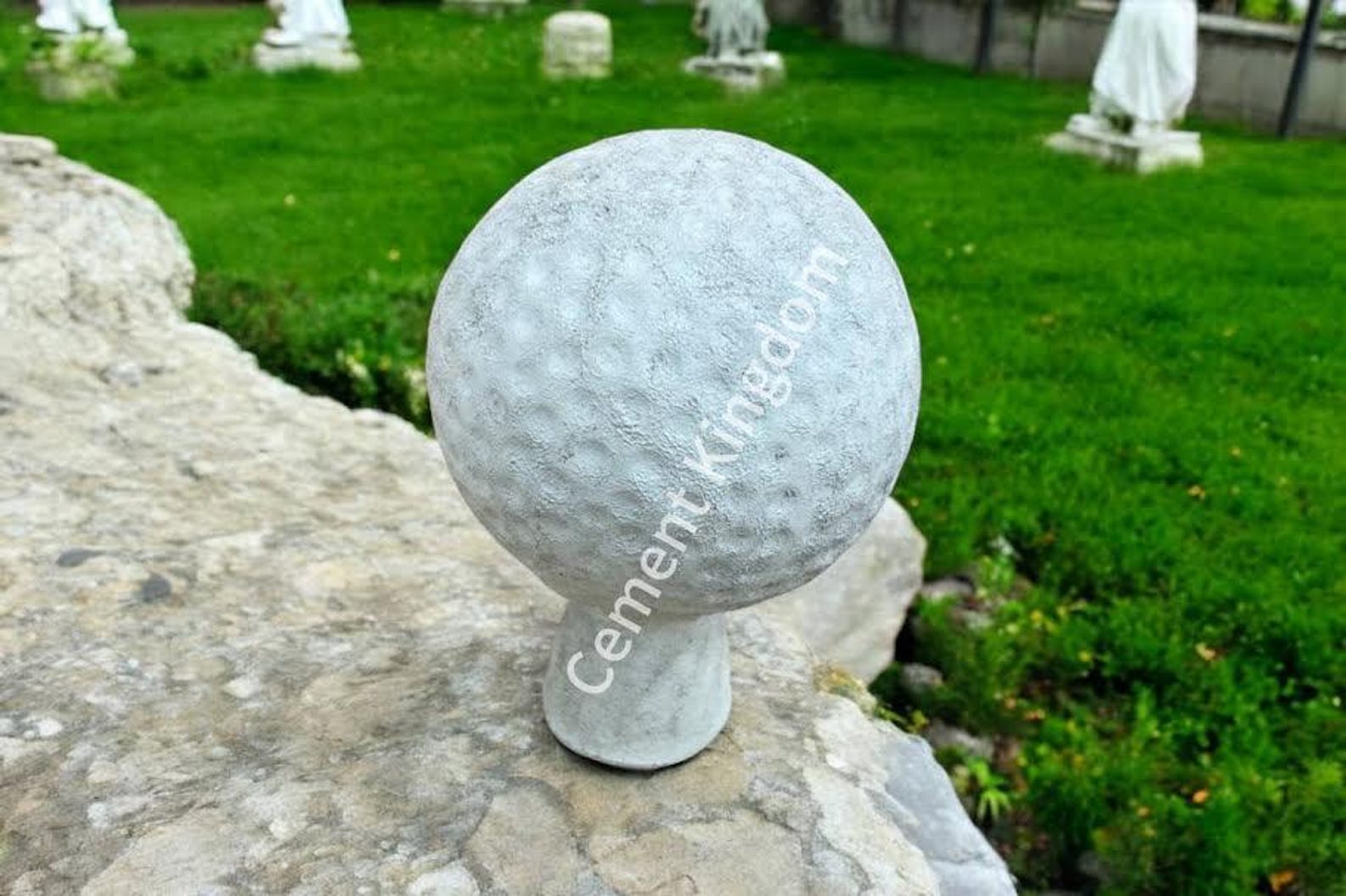 Golf Ball Statue, Stone Golf Ball on Base Figurine, Golf Lovers Gift ...