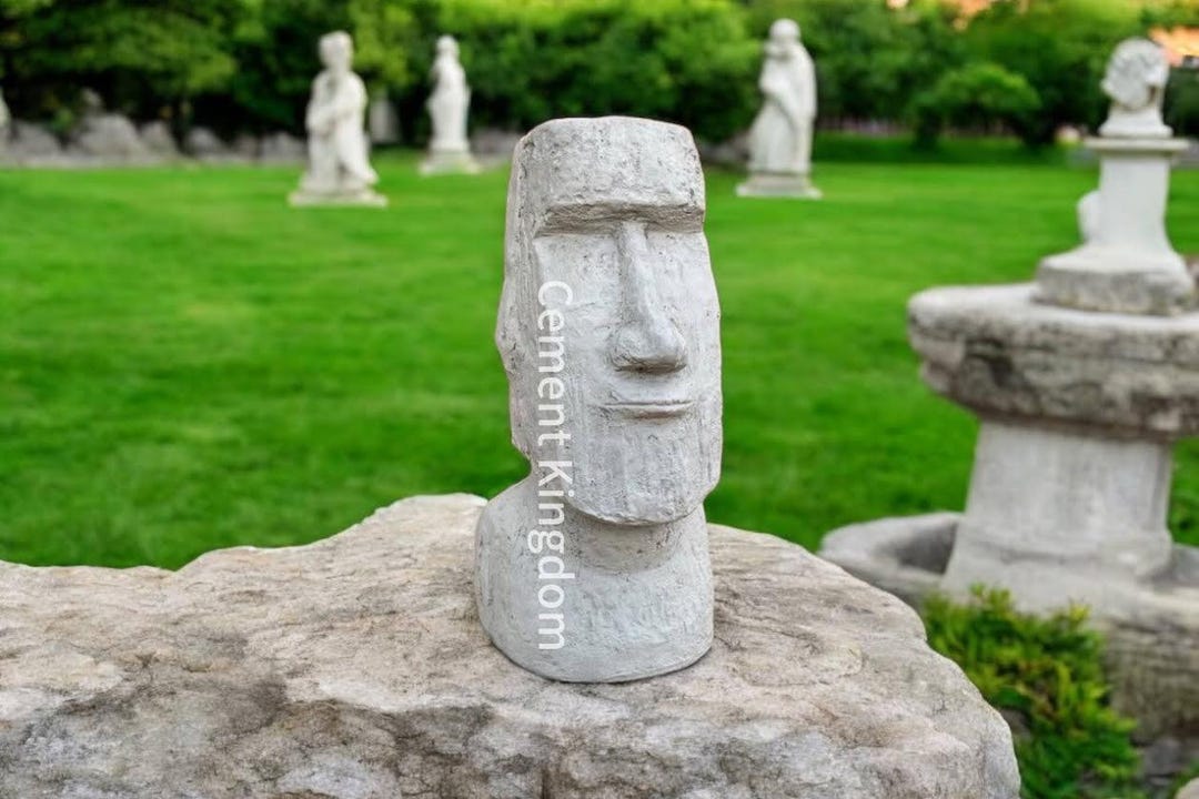 Easter Island Head Sculpture, Garden Moai Face Bust Statue, Outdoor ...