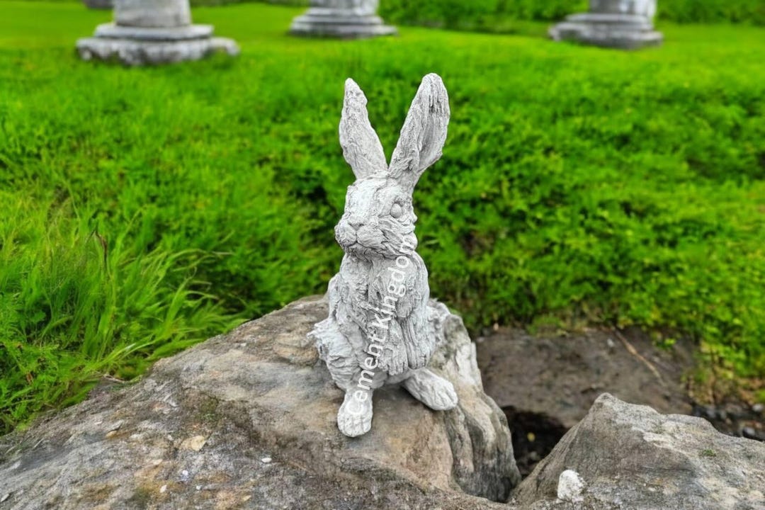 Cement Rabbit Figurine, Realistic Bunny Concrete Statue, Forest Animal ...