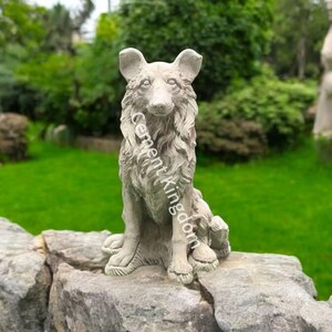 Sheltie Dog Massive Stone Statue, Outdoor Pet Memorial Figure, Concrete ...