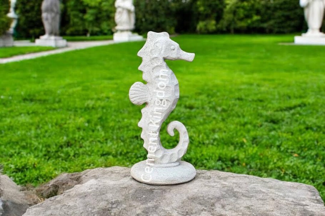 Concrete Sea Horse Statue, Detailed Sea Horse Figure, Concrete Sea ...