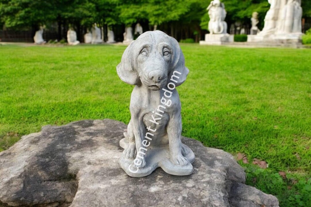 Concrete Beagle Dog Memorial Figurine, Sitting Beagle Sculpture, Lawn ...