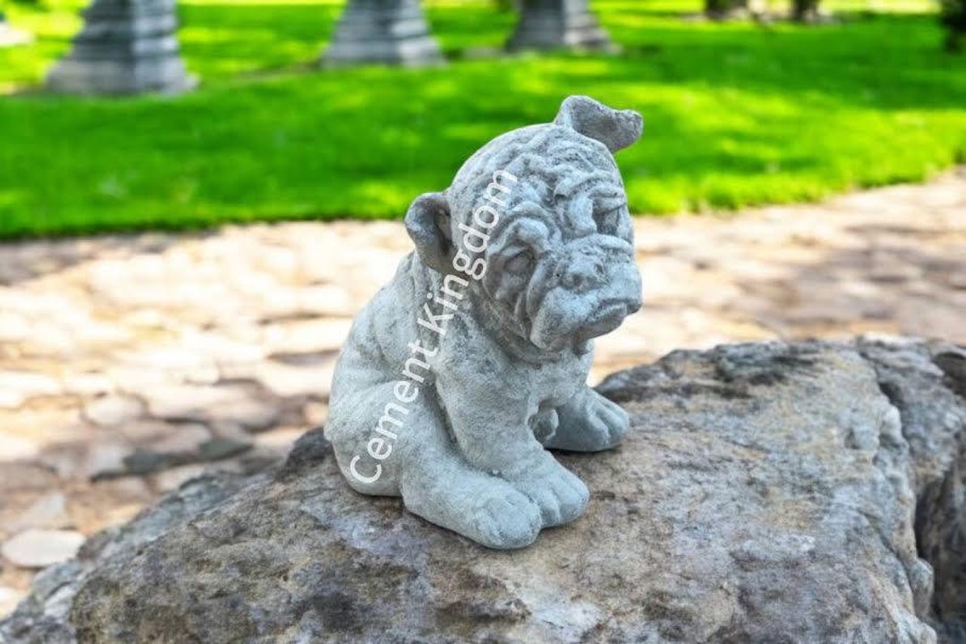Detailed Bulldog Puppy Figure, Cement Bulldog Statue, Concrete Dog ...