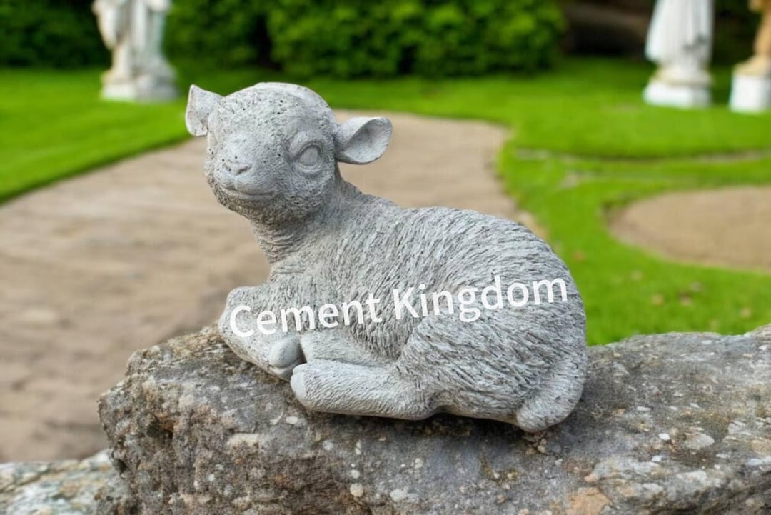 Concrete Lamb Statue, Laying Sheep Sculpture, Farm Animal Figurine ...