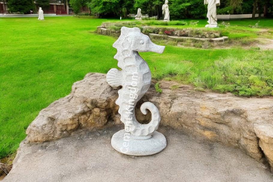 Concrete Sea Horse Statue, Detailed Sea Horse Figure, Concrete Sea ...