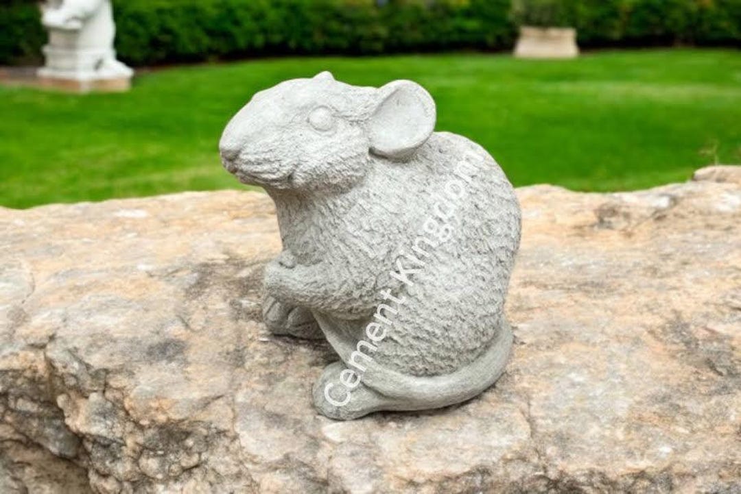 Wild Mouse Statue, Curious Mouse Figure, Mouse Sculpture, Cement Pet ...
