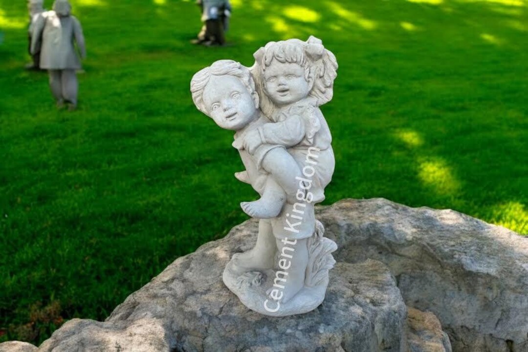 Standing Piggy Back Kids Figure, Two Kids Statue, Boy and Girl ...