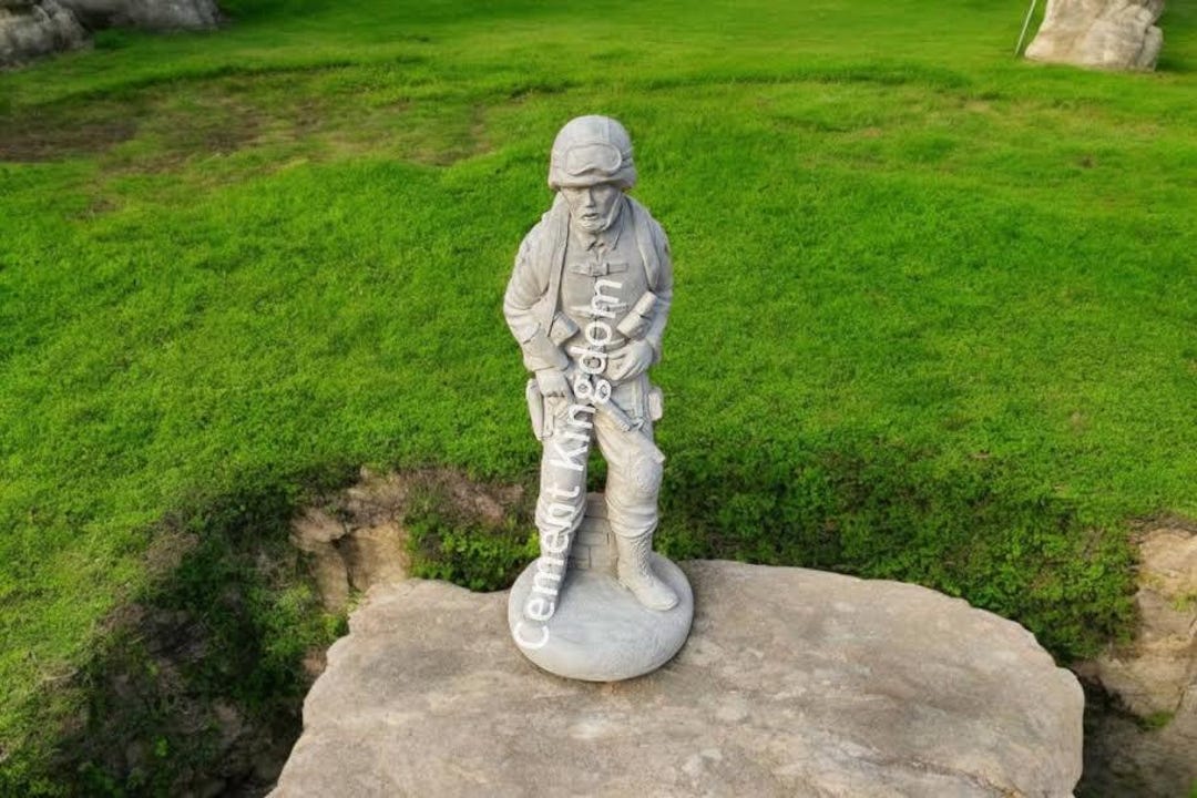 Large Modern Soldier Figure, Concrete Modern Soldier Figurine, Concrete ...