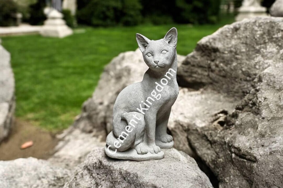 Concrete Siamese Cat Figure, Pet Memorial Stone, Realistic Cat ...