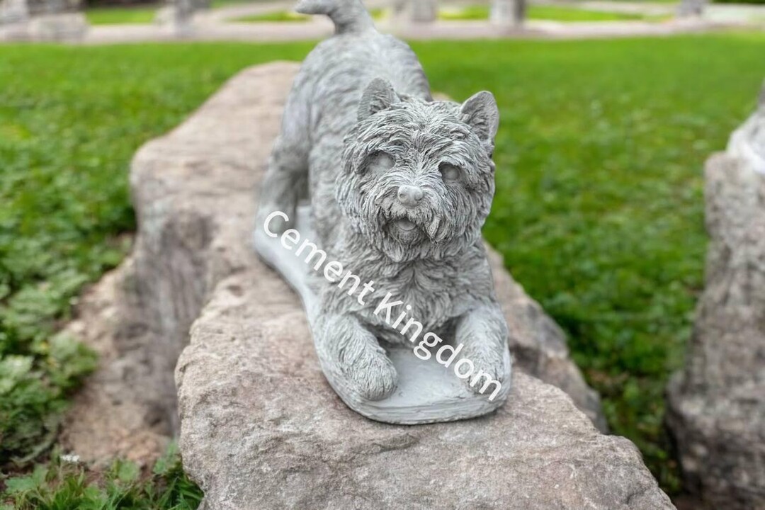 Realistic Terrier Figurine, Pet Memorial Statue, Crouching Terrier ...