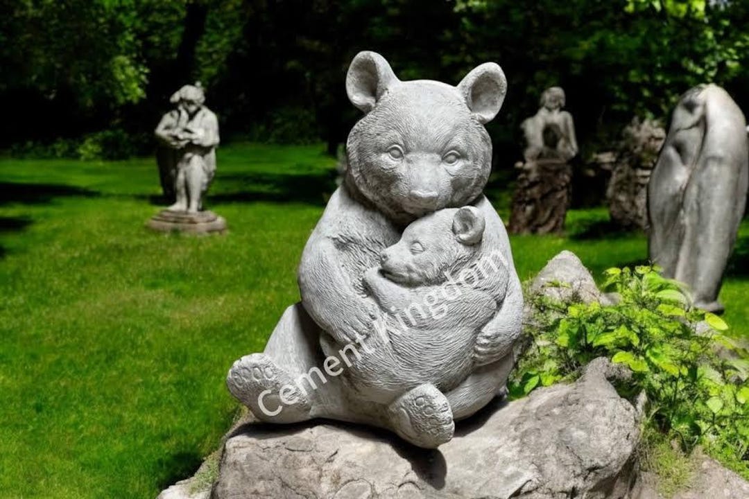 Panda Bear Statue, Two Pandas Concrete Gift, Sitting Pandas, Two Pandas ...